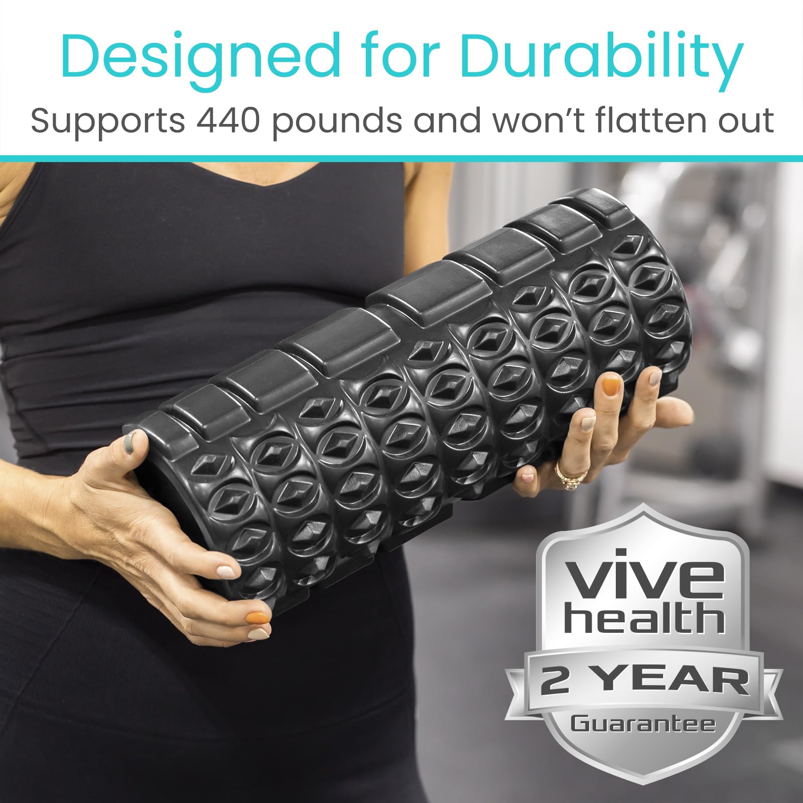 Vive Vibrating Foam Roller - High Density Five Speed Massager - for Exercise, Physical Therapy, Trigger Point and Muscle Recovery - Firm, Deep Tissue Vibration for Back Pain Relief and Stretching