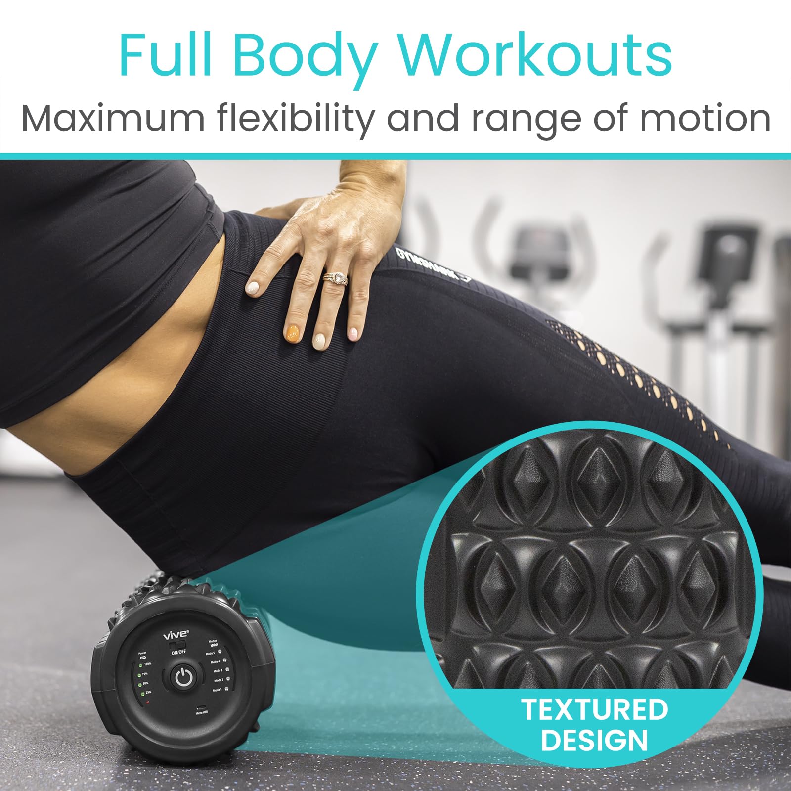 Vive Vibrating Foam Roller - High Density Five Speed Massager - for Exercise, Physical Therapy, Trigger Point and Muscle Recovery - Firm, Deep Tissue Vibration for Back Pain Relief and Stretching