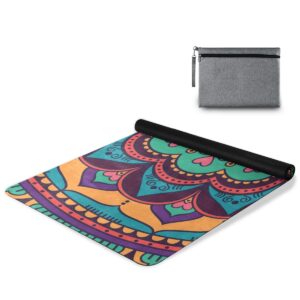 agona colorful indian hippie boho psychedelic mandala yoga mat thick non slip exercise mat portable travel yoga mat folding fitness workout mat for yoga pilates home floor exercises children playtime