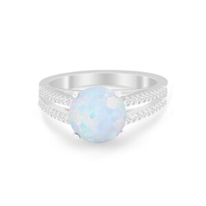 blue apple co. lab created white opal size-7 vintage style wedding engagement ring round simulated cubic zirconia 925 sterling silver