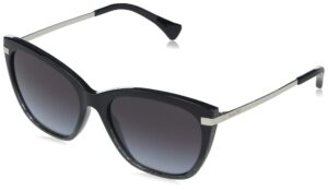 ralph by ralph lauren women's ra5267 butterfly sunglasses, shiny gradient black glitter/grey gradient, 56 mm