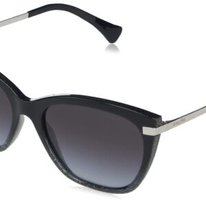 Ralph by Ralph Lauren Women's RA5267 Butterfly Sunglasses, Shiny Gradient Black Glitter/Grey Gradient, 56 mm