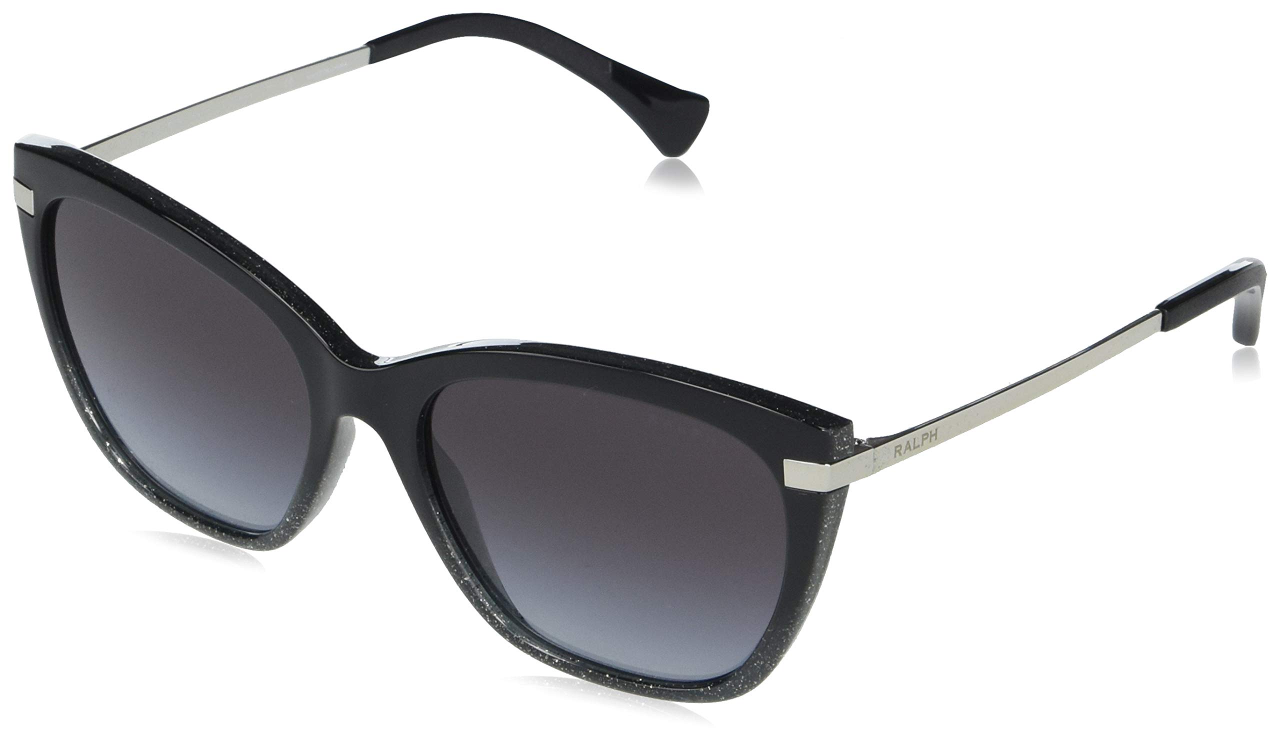 Ralph by Ralph Lauren Women's RA5267 Butterfly Sunglasses, Shiny Gradient Black Glitter/Grey Gradient, 56 mm