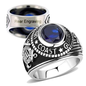 yvo personalized coast guard ring (engraved)- polished stainless steel - size 08