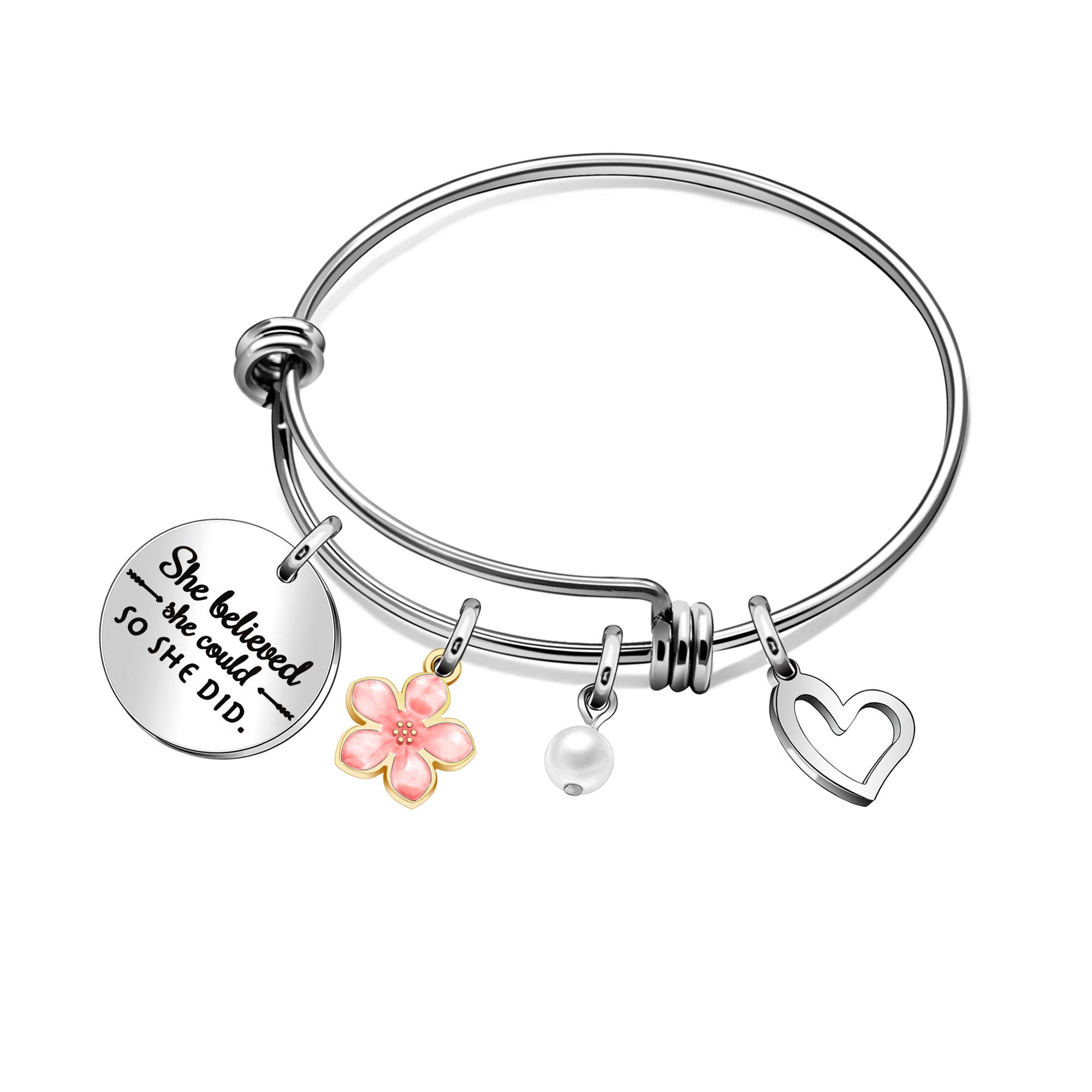 Maxforever Inspirational Quote Bracelet Gifts Women Jewelry Charm Pendant Bangle Gift for Daughter, Niece, Sister, Best Friends