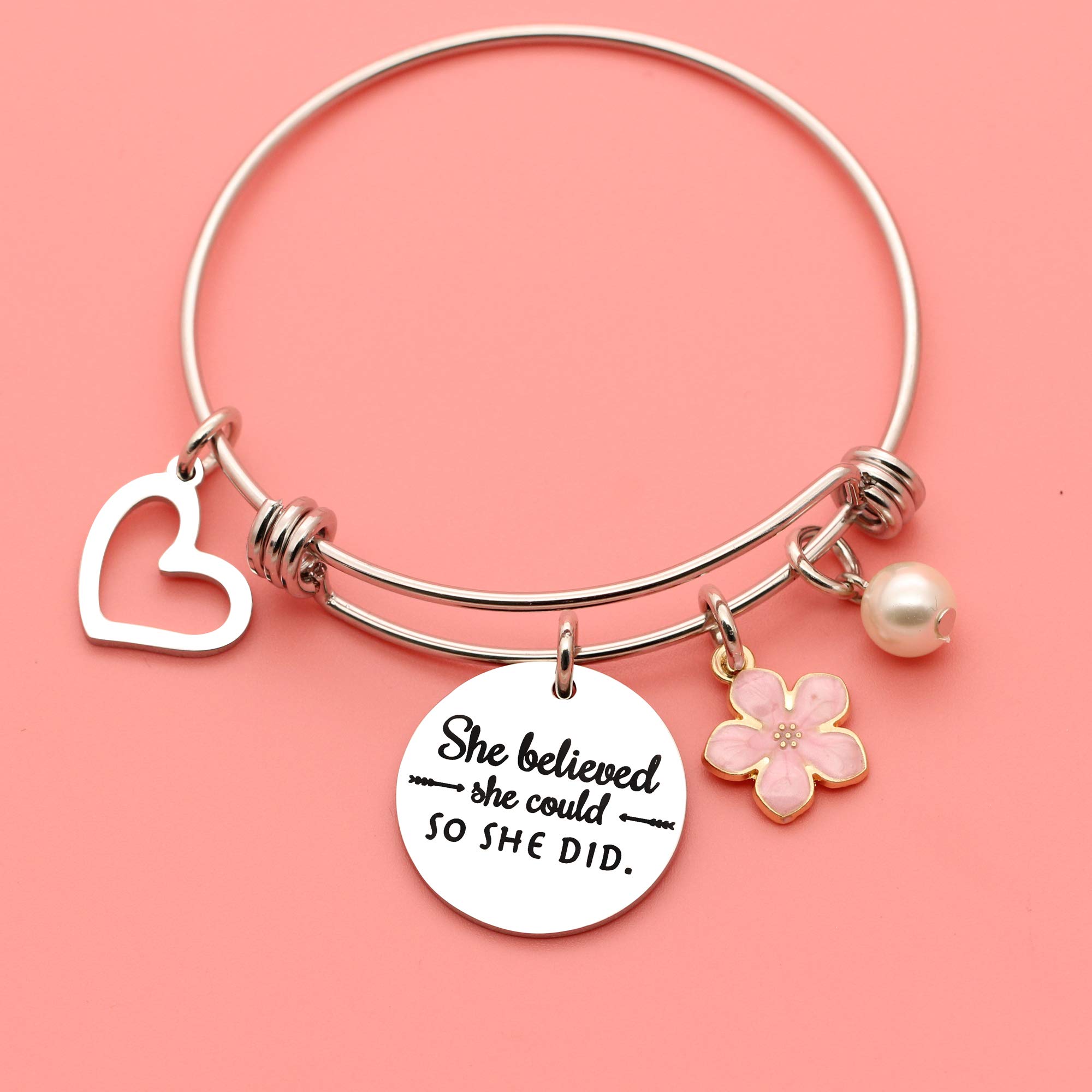 Maxforever Inspirational Quote Bracelet Gifts Women Jewelry Charm Pendant Bangle Gift for Daughter, Niece, Sister, Best Friends