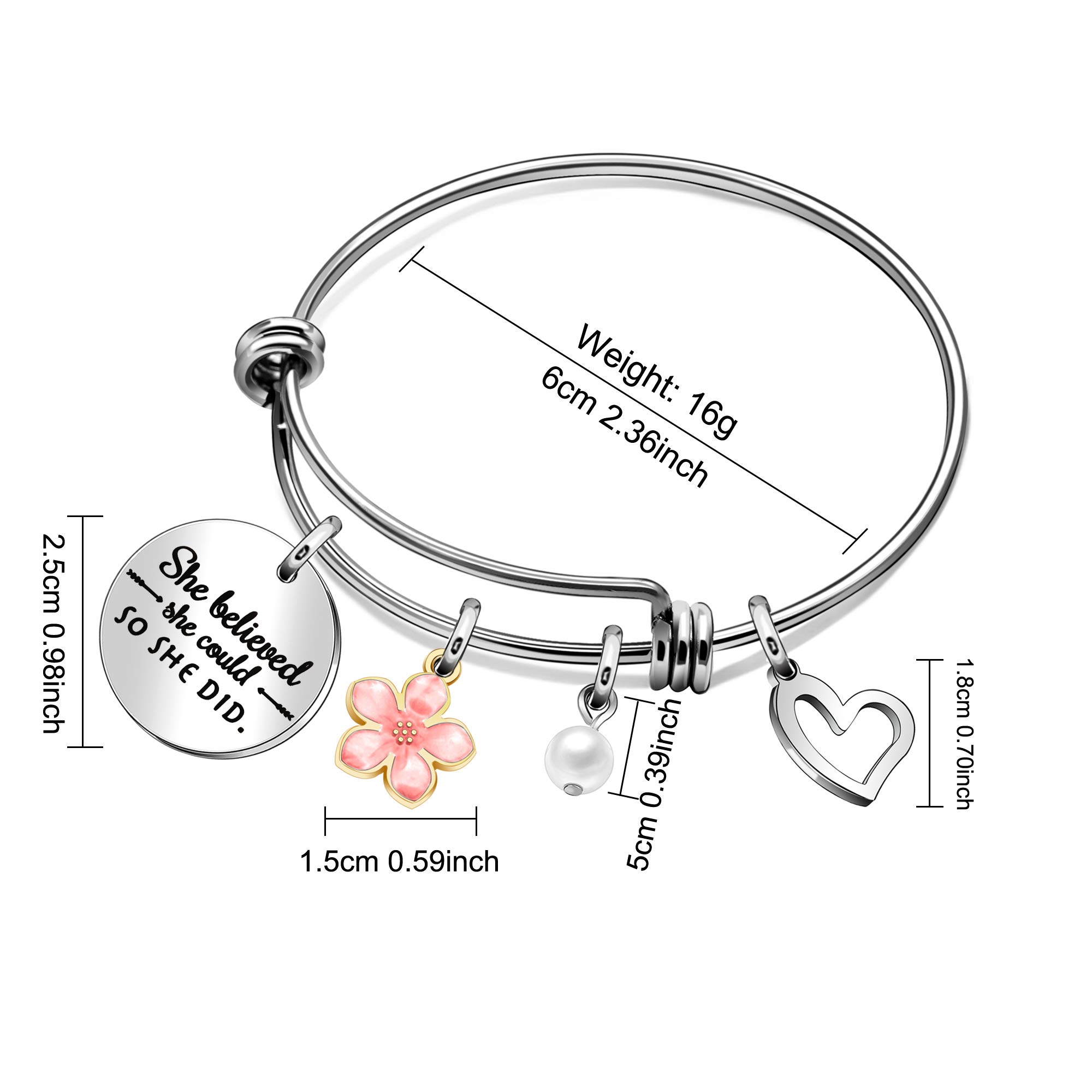 Maxforever Inspirational Quote Bracelet Gifts Women Jewelry Charm Pendant Bangle Gift for Daughter, Niece, Sister, Best Friends