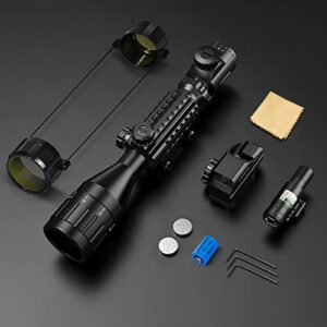 MidTen 4-16x50 AO Tactical Rifle Scope Dual Illuminated Optics & Illuminated Reflex Sight 4 Holographic Reticle Red/Green Dot Sight & Laser Sight