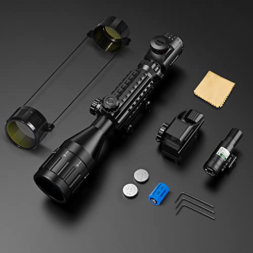 MidTen 4-16x50 AO Tactical Rifle Scope Dual Illuminated Optics & Illuminated Reflex Sight 4 Holographic Reticle Red/Green Dot Sight & Laser Sight