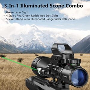 MidTen 4-16x50 AO Tactical Rifle Scope Dual Illuminated Optics & Illuminated Reflex Sight 4 Holographic Reticle Red/Green Dot Sight & Laser Sight