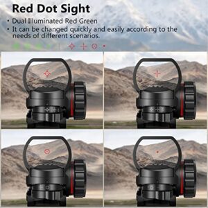 MidTen 4-16x50 AO Tactical Rifle Scope Dual Illuminated Optics & Illuminated Reflex Sight 4 Holographic Reticle Red/Green Dot Sight & Laser Sight