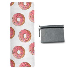 travel yoga mat non slip - glazed donuts foldable exercise mat lightweight work out mat with bag sweat absorbent fitness mat for yoga pilates home fitness exercise