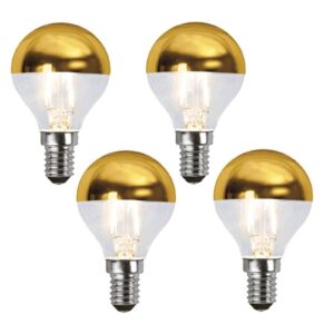 lxcom lighting 4w half chrome gold led light bulb(4 pack), g45/g14 dimmable gold tipped vintage led filament bulbs warm white 2700k decorative globe bulbs,e14 base