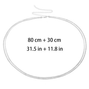 Nicute Rhinestone Waist Chain Crystal Layered Belly Chains Sparkly Summer Beach Bikini Sexy Body Jewelry for Women (Silver)