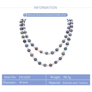 LGSY 7-8mm White Black Freshwater Cultured Pearl Necklace for Women's Pearl Strand Necklaces