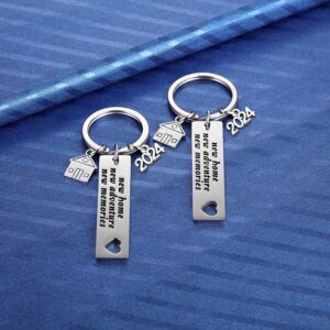 2024 Housewarming Gifts New Home New Memories Keychain Going Away Gifts for Women Friends Neighbor Family Sister Moving to Beach House Apartment Homeowner Key Chain