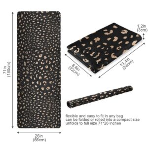 ALAZA Realistic Leopard Print Animal Skin Nonslip Yoga Mat Towel with Grip Dots for Women Men