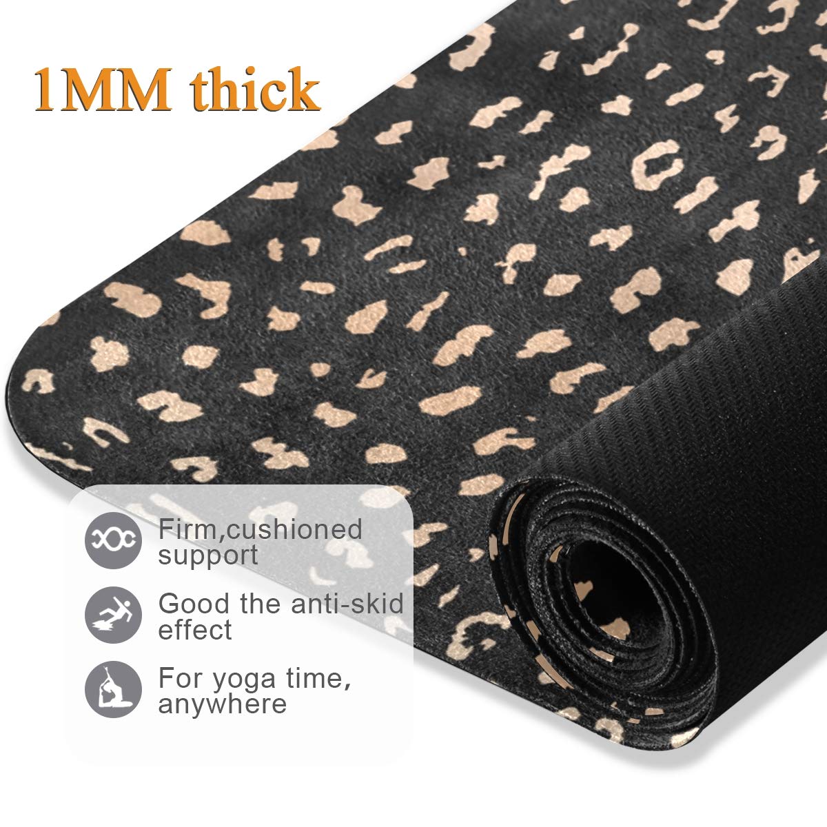 ALAZA Realistic Leopard Print Animal Skin Nonslip Yoga Mat Towel with Grip Dots for Women Men