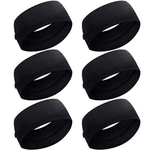 willbond 6 pieces button headband unisex elastic hair band with button face cover holder for nurses, doctors and ears protection (black)