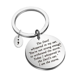 bnql semicolon keychain i am the storm keychain inspirational gifts motivating jewelry gifts for friend (keychain)