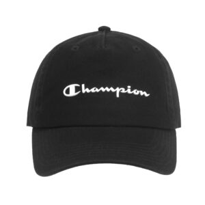 champion womens script dad adjustable baseball cap, black/white, one size us