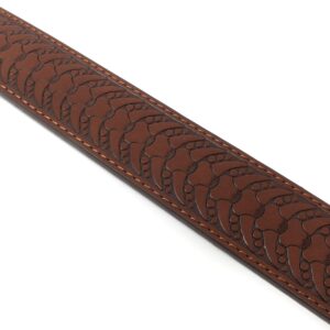 BC Belts Leather Belt Strap with Embossed Western Horn Pattern 1.5" Wide with Snaps (Brown-M)