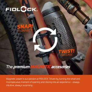 FIDLOCK Twist Bottle 590 & Uni Base Set - New Leak-Proof, Self-Sealing Bottle Cap - Bike Water Bottle Holder with No Screws & Attached Bottle - Cage Free Magnetic Rack - Smoke