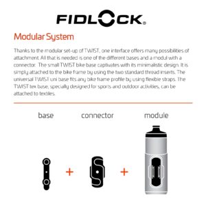 FIDLOCK Twist Bottle 590 & Uni Base Set - New Leak-Proof, Self-Sealing Bottle Cap - Bike Water Bottle Holder with No Screws & Attached Bottle - Cage Free Magnetic Rack - Smoke