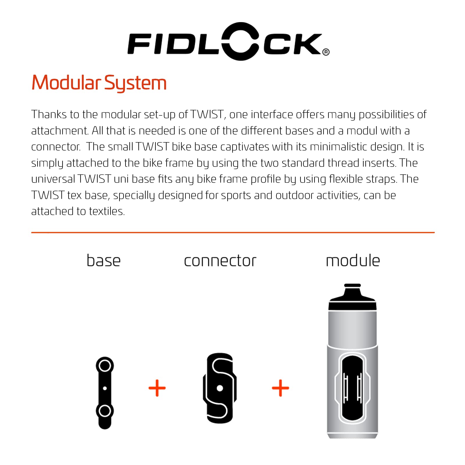 FIDLOCK Twist Bottle 590 & Uni Base Set - New Leak-Proof, Self-Sealing Bottle Cap - Bike Water Bottle Holder with No Screws & Attached Bottle - Cage Free Magnetic Rack - Smoke