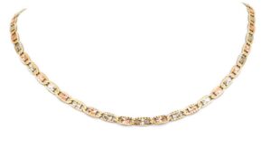 10k tri color yellow, white, rose gold flat anchor chain 2.0mm 16" to 24" (24)