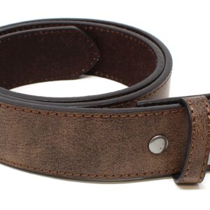 BC Belts Leather Belt Strap with Vintage Distressed Texture 1.5" Wide with Snaps (Dark Brown-L)