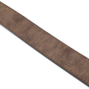 BC Belts Leather Belt Strap with Vintage Distressed Texture 1.5" Wide with Snaps (Dark Brown-L)