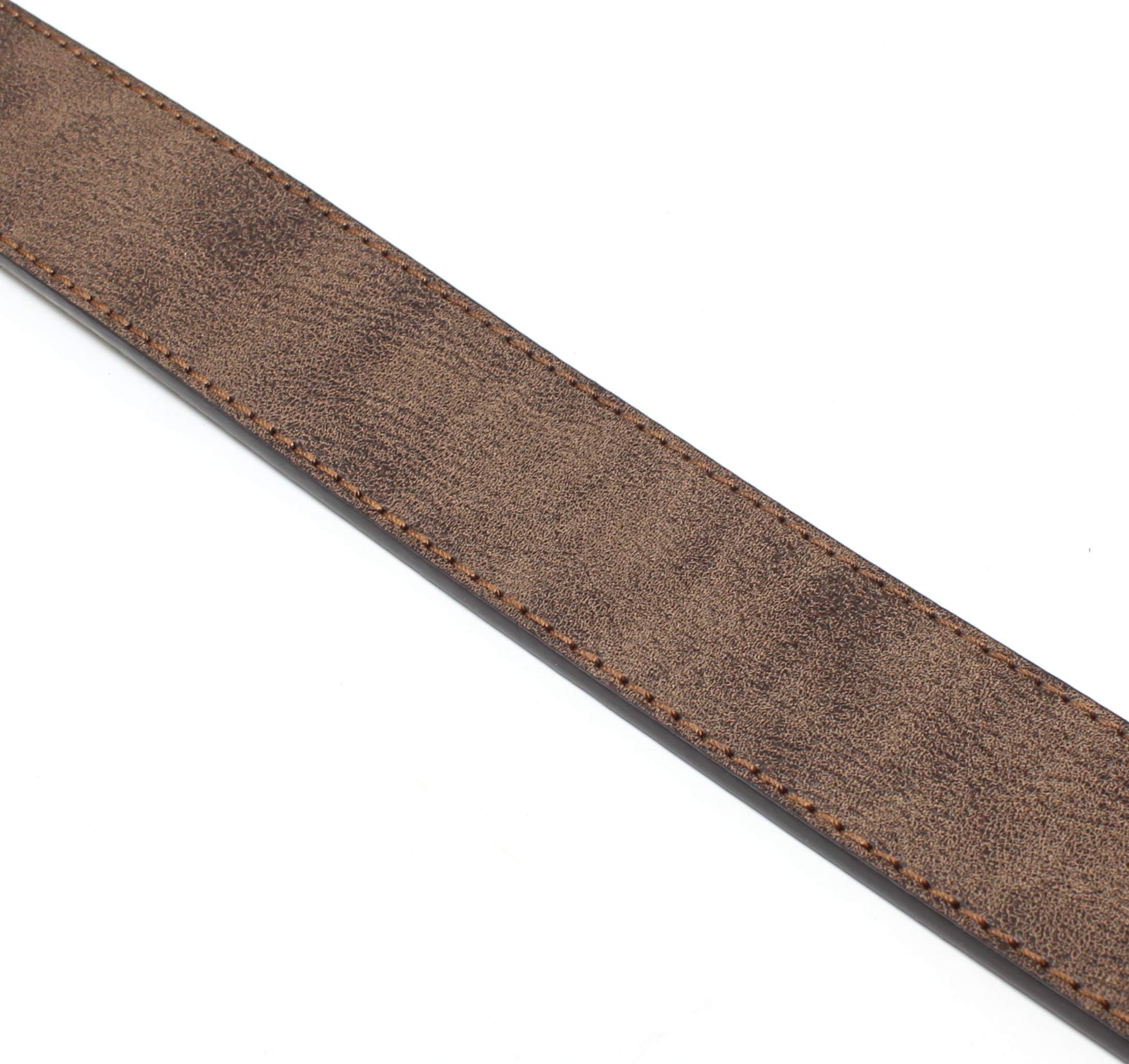 BC Belts Leather Belt Strap with Vintage Distressed Texture 1.5" Wide with Snaps (Dark Brown-L)