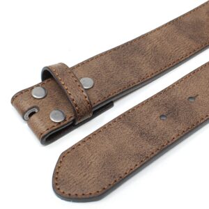 BC Belts Leather Belt Strap with Vintage Distressed Texture 1.5" Wide with Snaps (Dark Brown-L)