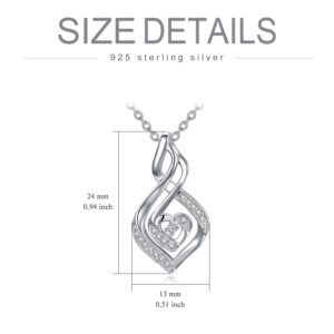 Natural Diamond Infinity Swirl Necklace, Sterling Silver Heart Pendant Necklace Love Jewelry for Her, Mom, Wife, 18"-20"