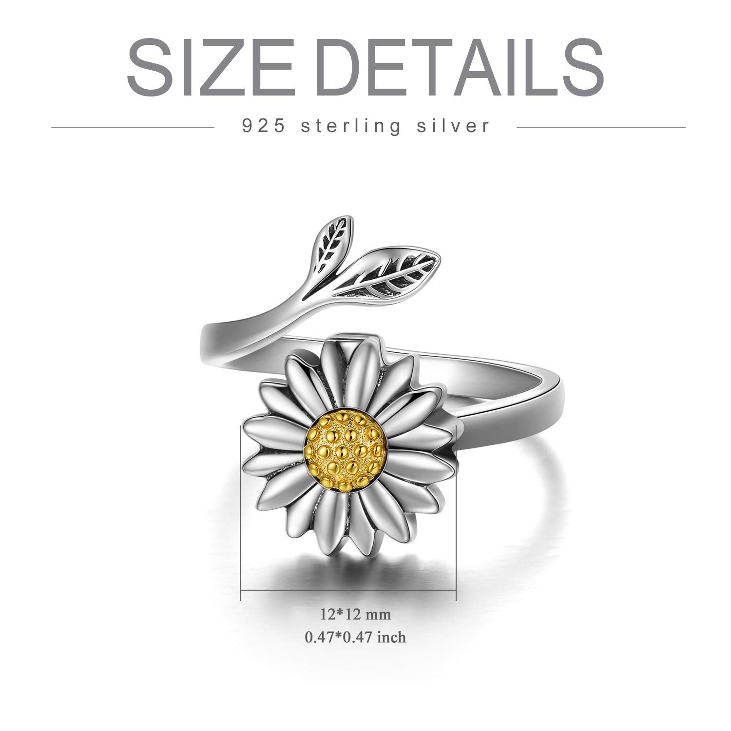 Sunflower Cremation Ring for Ashes 925 Sterling Silver Daisy Urn Ring Jewelry Keepsake Hair Memorial Locket for Women Mom (9)