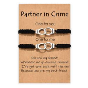 manven best friend friendship bracelets for 2 partners in crime bracelets for 2 guy best friend handcuff matching bracelet for women men bestie