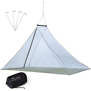 gwhole camping net with carry bag, mosquito net with tent pegs for single cot camping patio outdoor