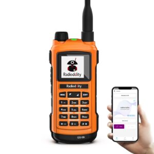 [chirp & app programming] radioddity gs-5b dual band ham radio handheld, bt app programming long range two way radio, dual ptt, 2000mah usb rechargeable battery & high gain antenna