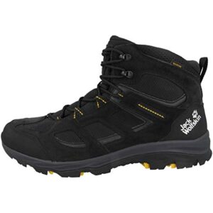 jack wolfskin men's vojo 3 texapore mid hiking shoe boot, black/burly yellow xt, 10.5