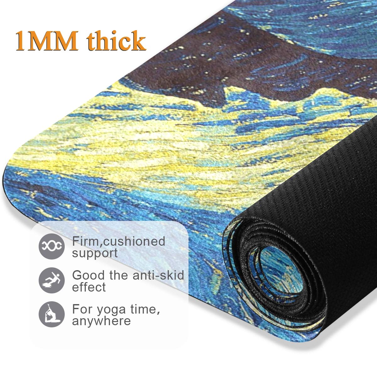 ALAZA Starry Night Sky Van Gogh Nonslip Yoga Mat Towel with Grip Dots for Women Men