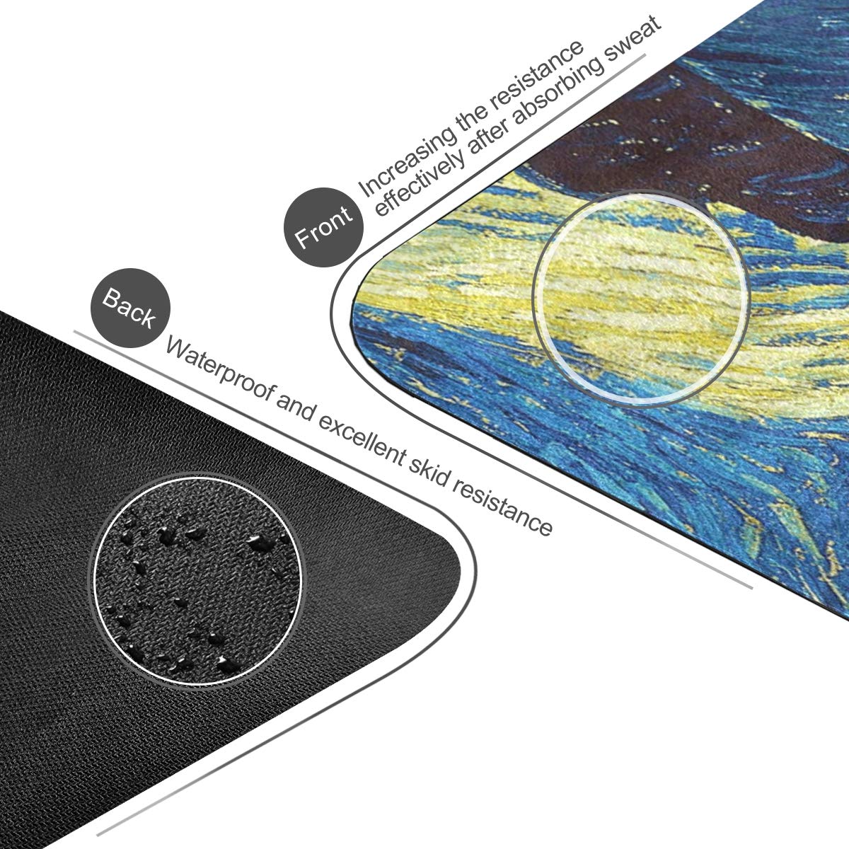 ALAZA Starry Night Sky Van Gogh Nonslip Yoga Mat Towel with Grip Dots for Women Men