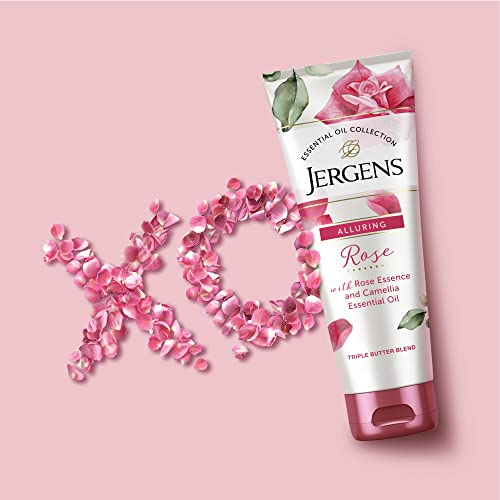 Jergens Rose Body Butter Lotion, Hand and Body Moisturizer with Camellia Essential Oil, for Indulgent Hydration, 7 oz