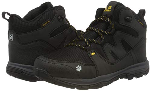 Jack Wolfskin MTN Attack 3 Texapore Mid K Hiking Boot, Black/Burly Yellow Xt, 11 US Unisex Big Kid