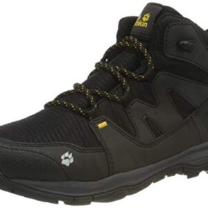 Jack Wolfskin MTN Attack 3 Texapore Mid K Hiking Boot, Black/Burly Yellow Xt, 11 US Unisex Big Kid