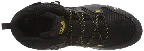 Jack Wolfskin MTN Attack 3 Texapore Mid K Hiking Boot, Black/Burly Yellow Xt, 11 US Unisex Big Kid