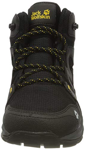 Jack Wolfskin MTN Attack 3 Texapore Mid K Hiking Boot, Black/Burly Yellow Xt, 11 US Unisex Big Kid