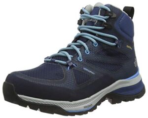 jack wolfskin women's force striker texapore mid hiking shoe boot, dark blue/light blue, 7.5