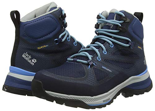 Jack Wolfskin Women's Force Striker Texapore Mid Hiking Shoe Boot, Dark Blue/Light Blue, 7.5