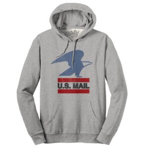 tee luv men's faded u.s. mail eagle hoodie - hooded usps logo sweatshirt, oxford gray, s